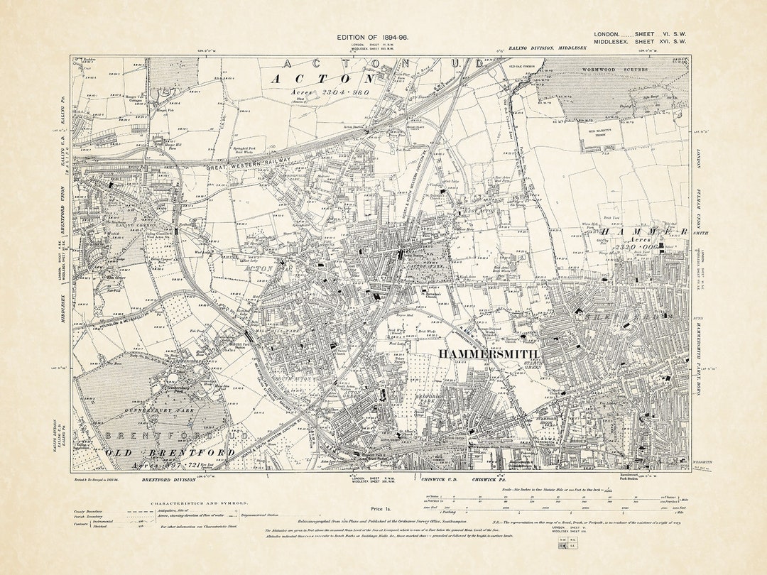 Old Map of London - Hammersmith, Ealing Common, Gunnersbury, Acton 1896 ...
