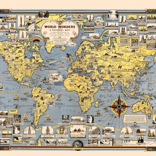 1660 Old World Map by Wit Print on Handmade Paper. Frederic de – Map of ...