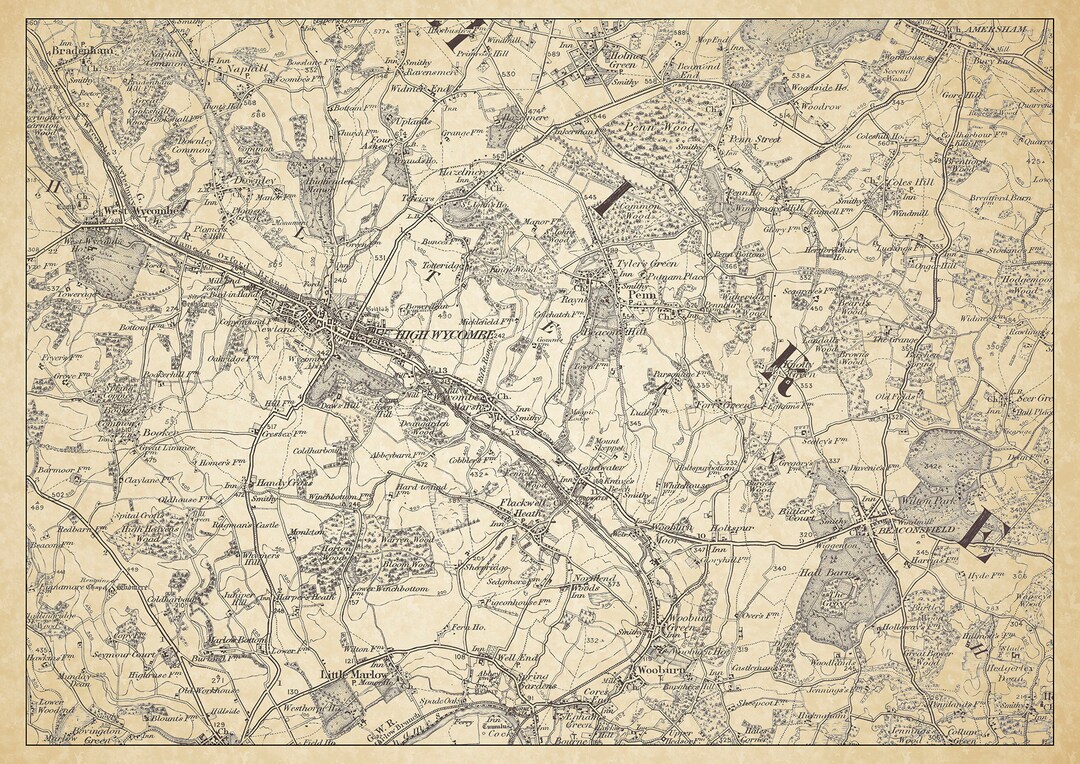 Old Map of the Environs of High Wycombe Buckinghamshire 1898 - Etsy