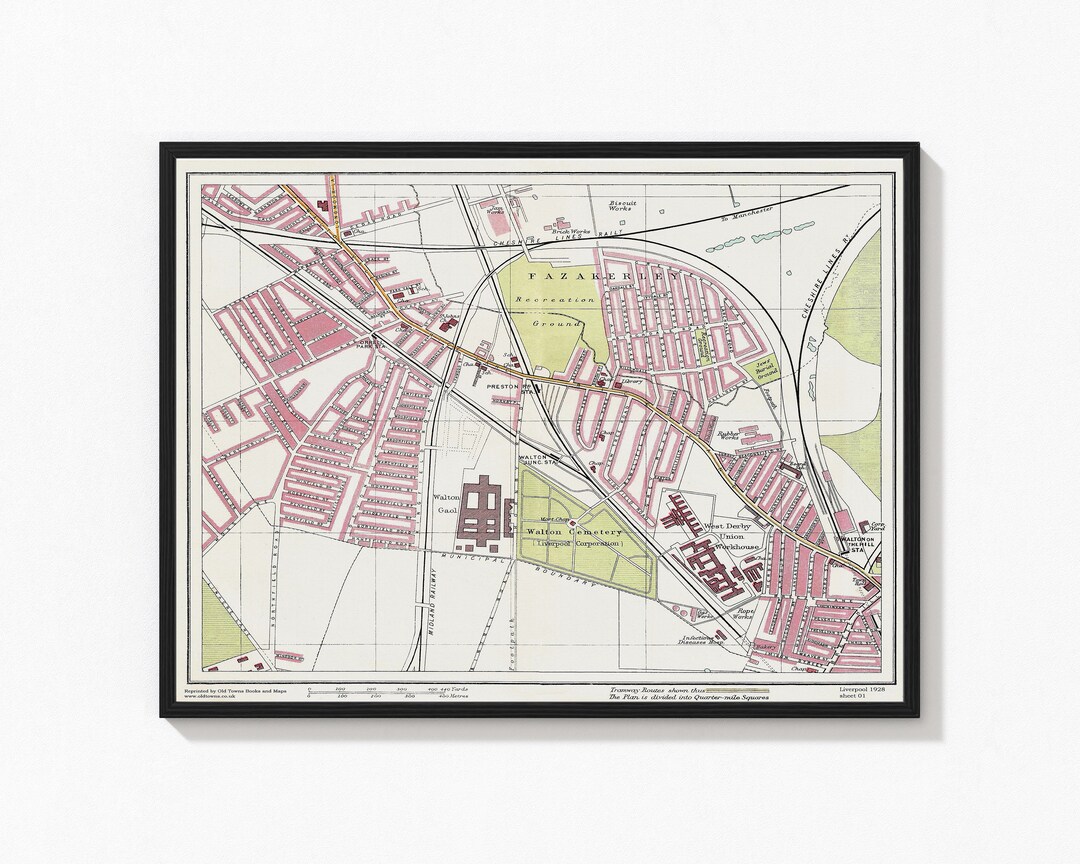 Liverpool 1928 Series Showing Fazakerley & Walton, Area, Map 1 Antique ...
