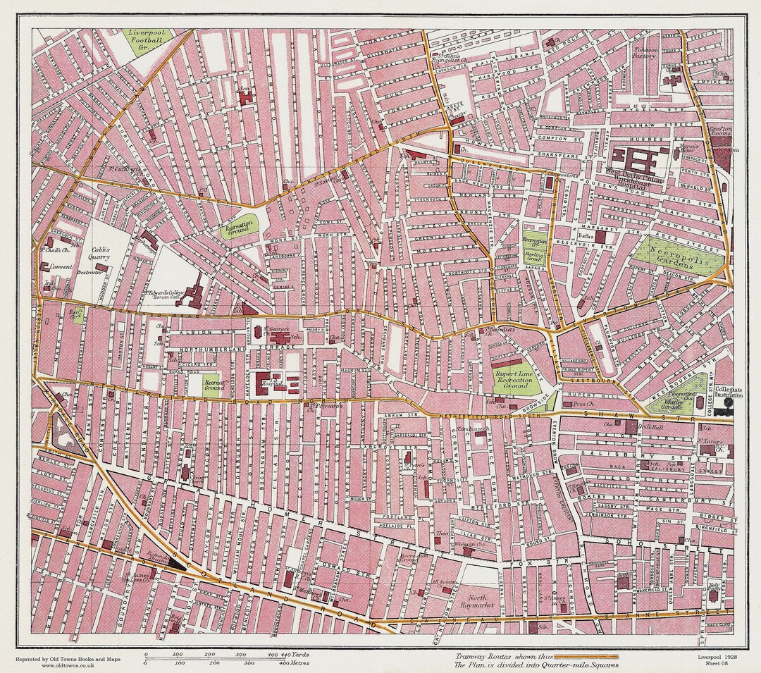 Liverpool 1928 Series Showing Crown Street Area Map 9 - Etsy UK