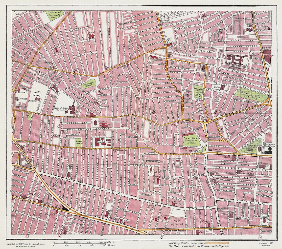 Liverpool 1928 Series Showing Crown Street Area Map 9 - Etsy UK