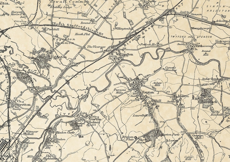 Old Map of the Environs of Burton on Trent Staffordshire 1898 - Etsy UK