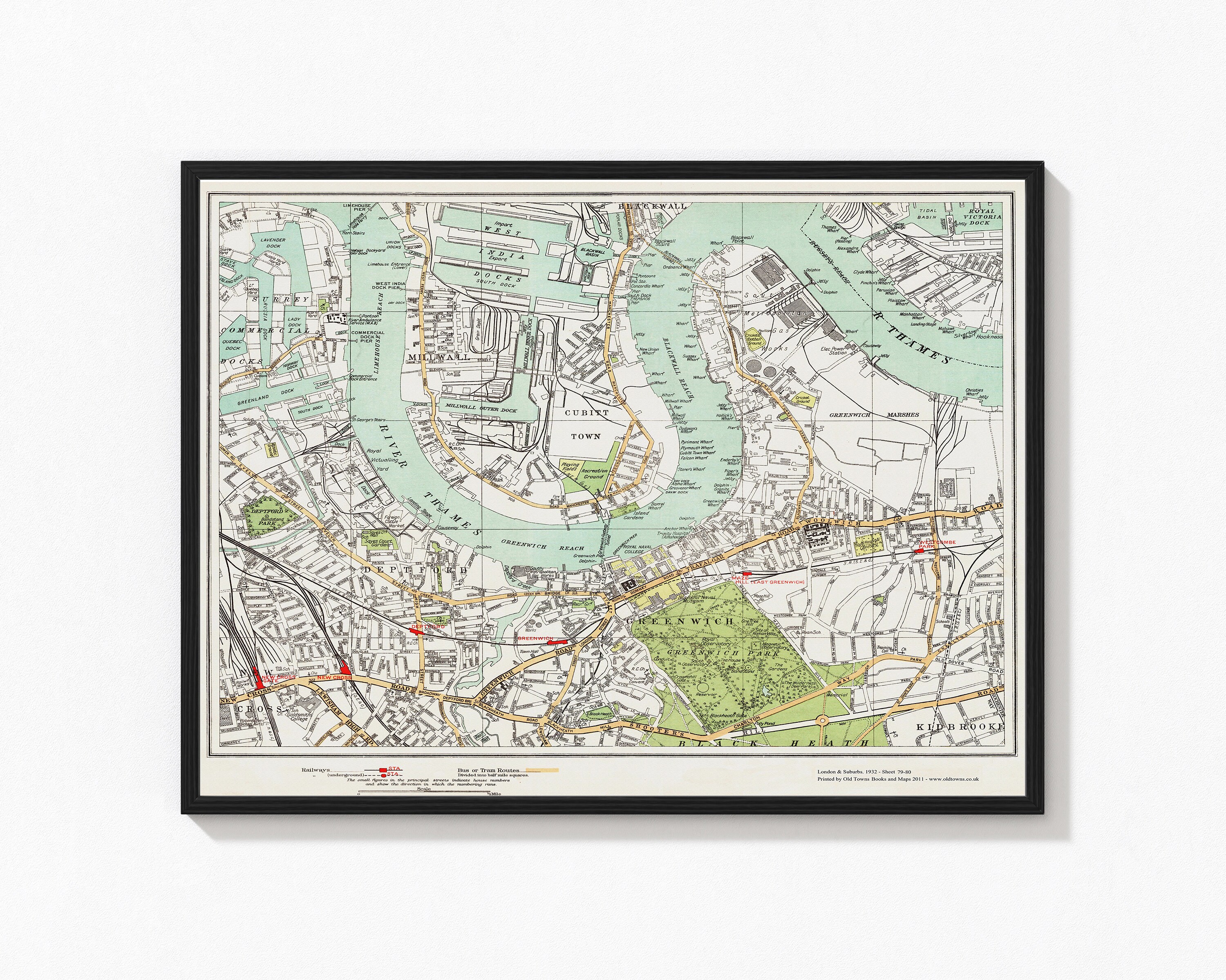 London 1932 Series Showing Millwall, Deptford, Greenwich Area, Map 79 ...