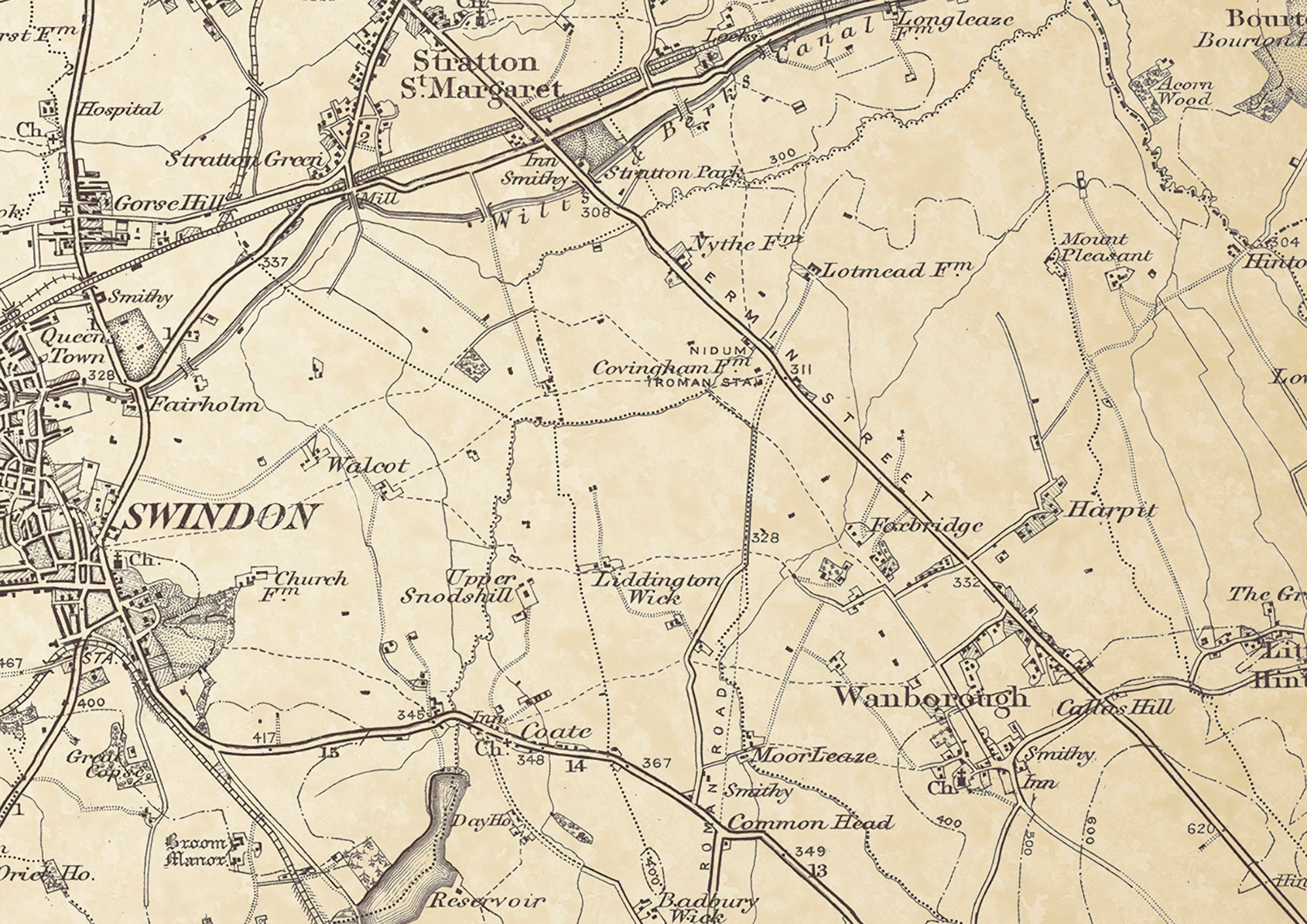 Old Map of the Environs of Swindon Wiltshire 1898 - Etsy UK