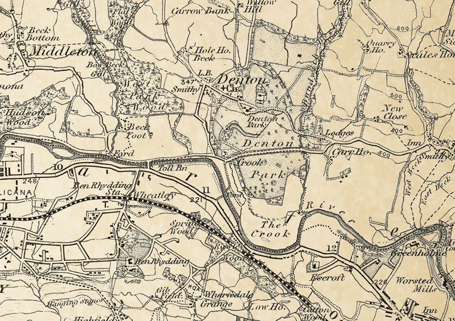 Old Map of the Environs of Ilkley Yorkshire 1898 - Etsy UK