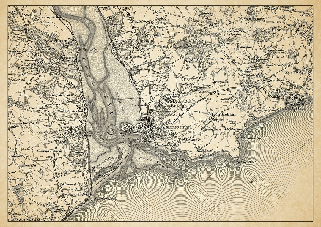 Old Map of the Environs of Exmouth, Devon 1898 - Etsy UK