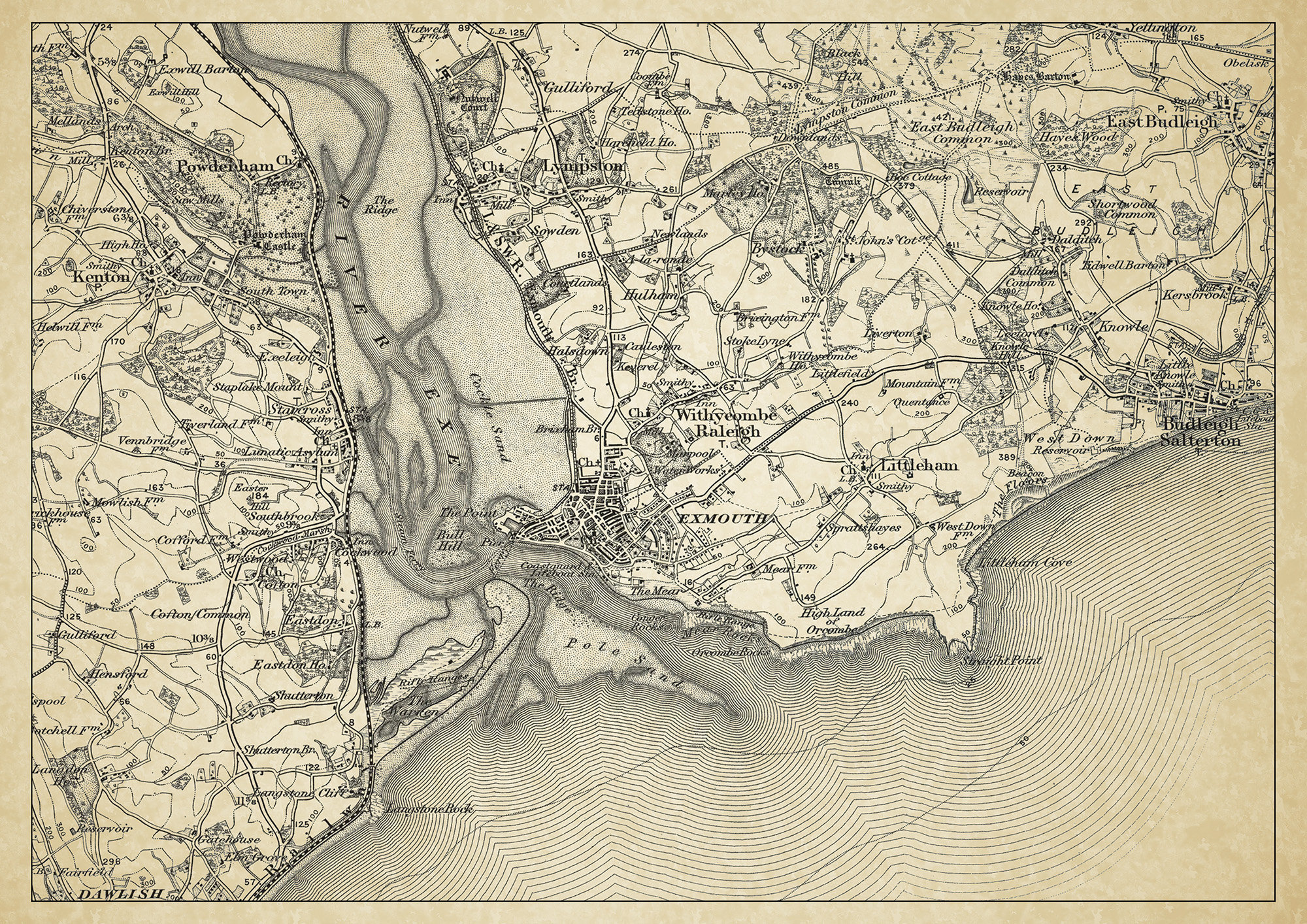 Old Map of the Environs of Exmouth, Devon 1898 - Etsy UK