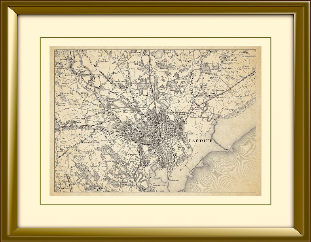 Old Map of the Environs of Cardiff, Wales 1898 - Etsy