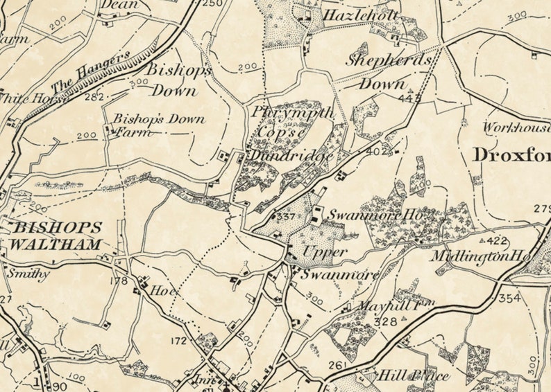 Old Map of the Environs of Bishops Waltham Hampshire 1898 - Etsy
