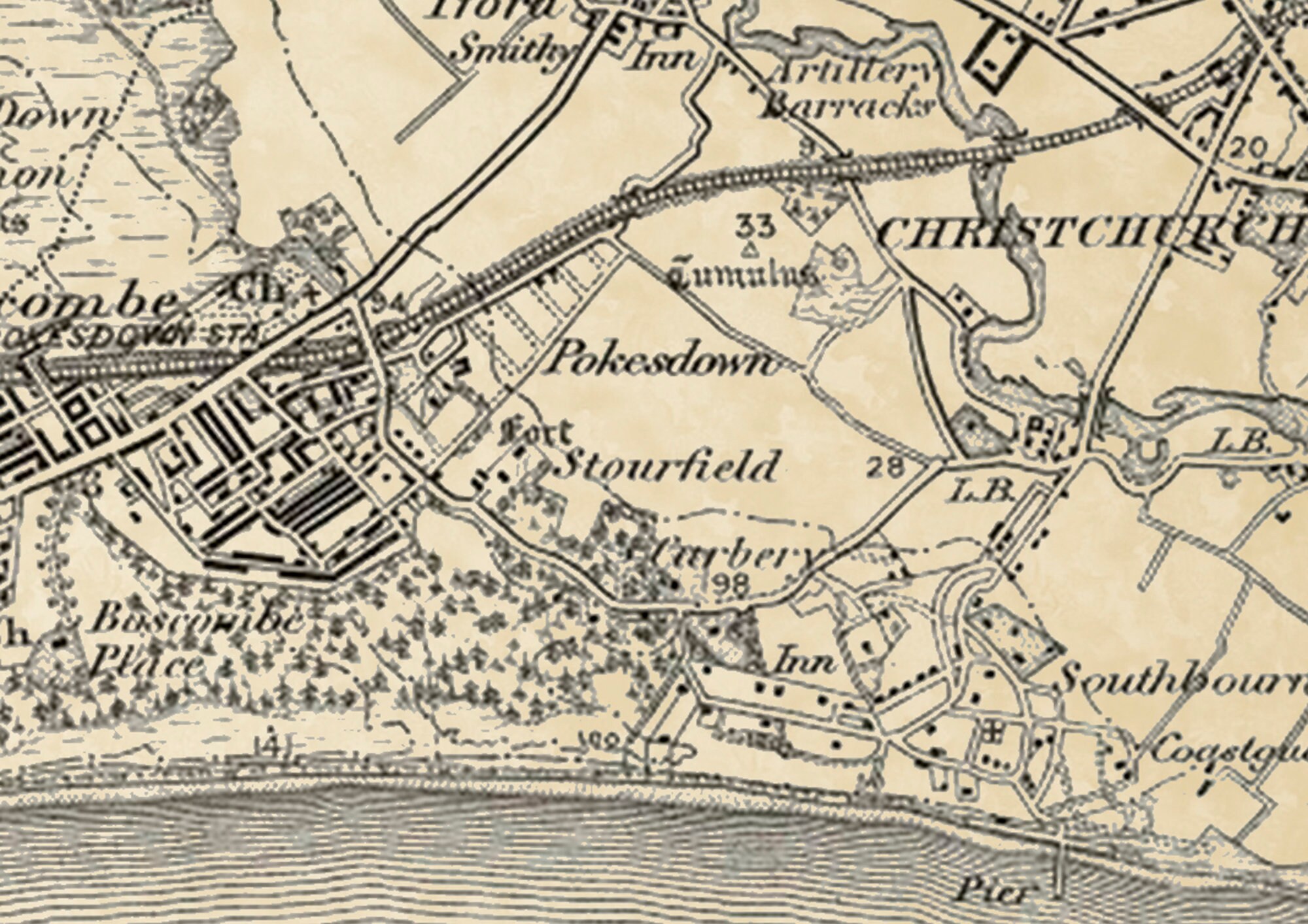Old Map of the Environs of Bournemouth Hampshire 1898 - Etsy UK