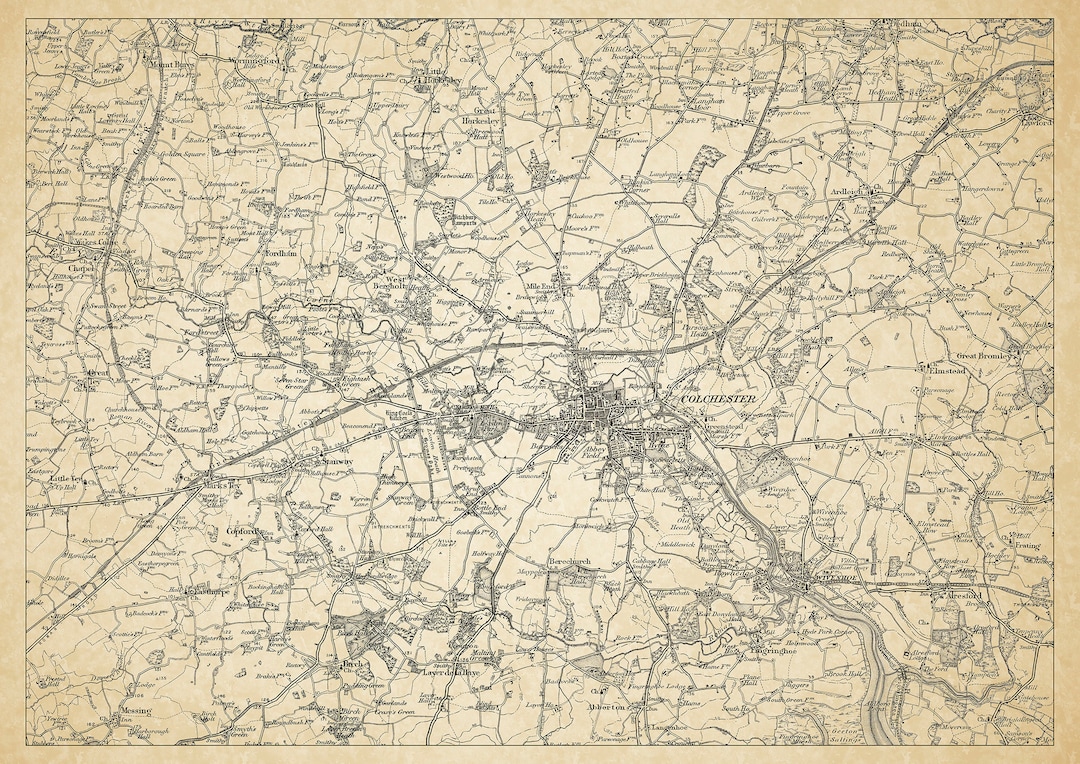 Old Map of the Environs of Colchester, Essex 1898 - Etsy