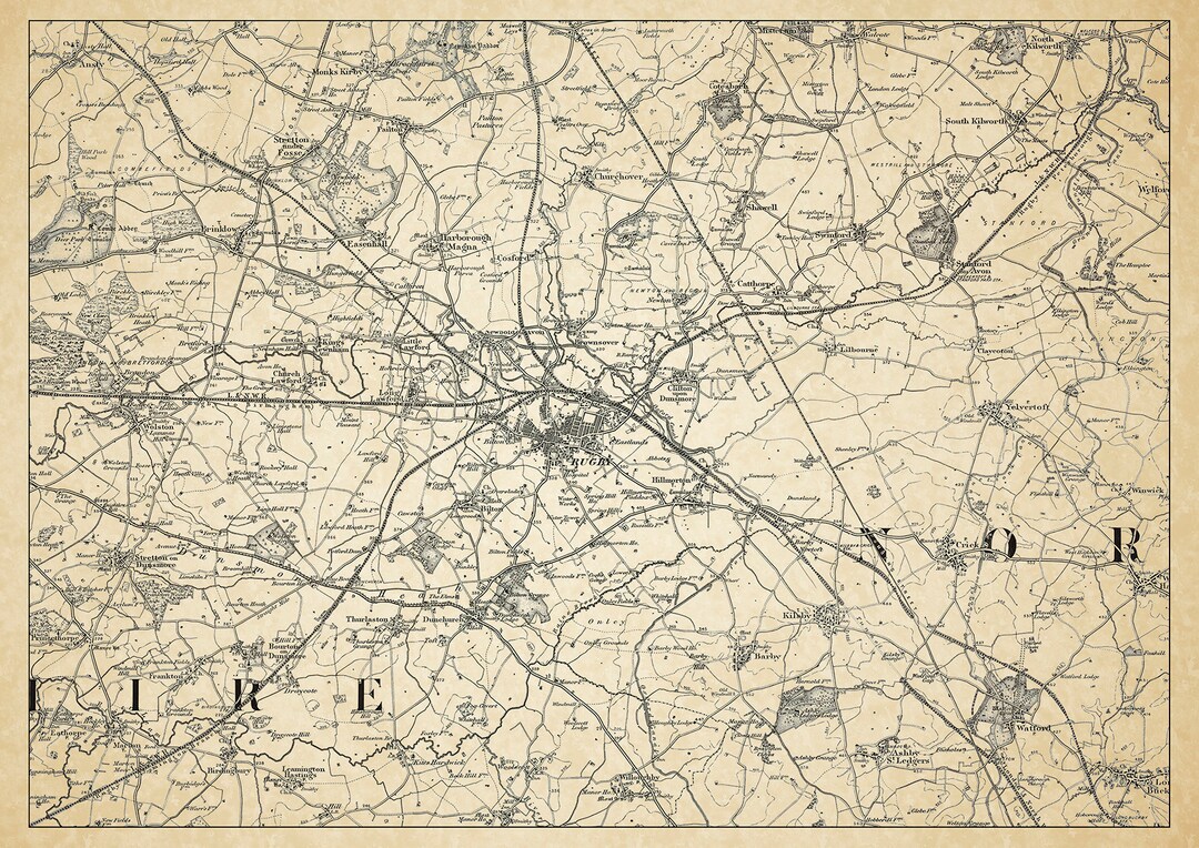 Old Map of the Environs of Rugby, Warwickshire 1898 - Etsy Ireland