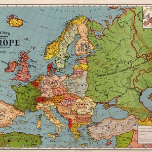Old Map of Europe in 1920 by G W Bacon Pictorial Map | Etsy