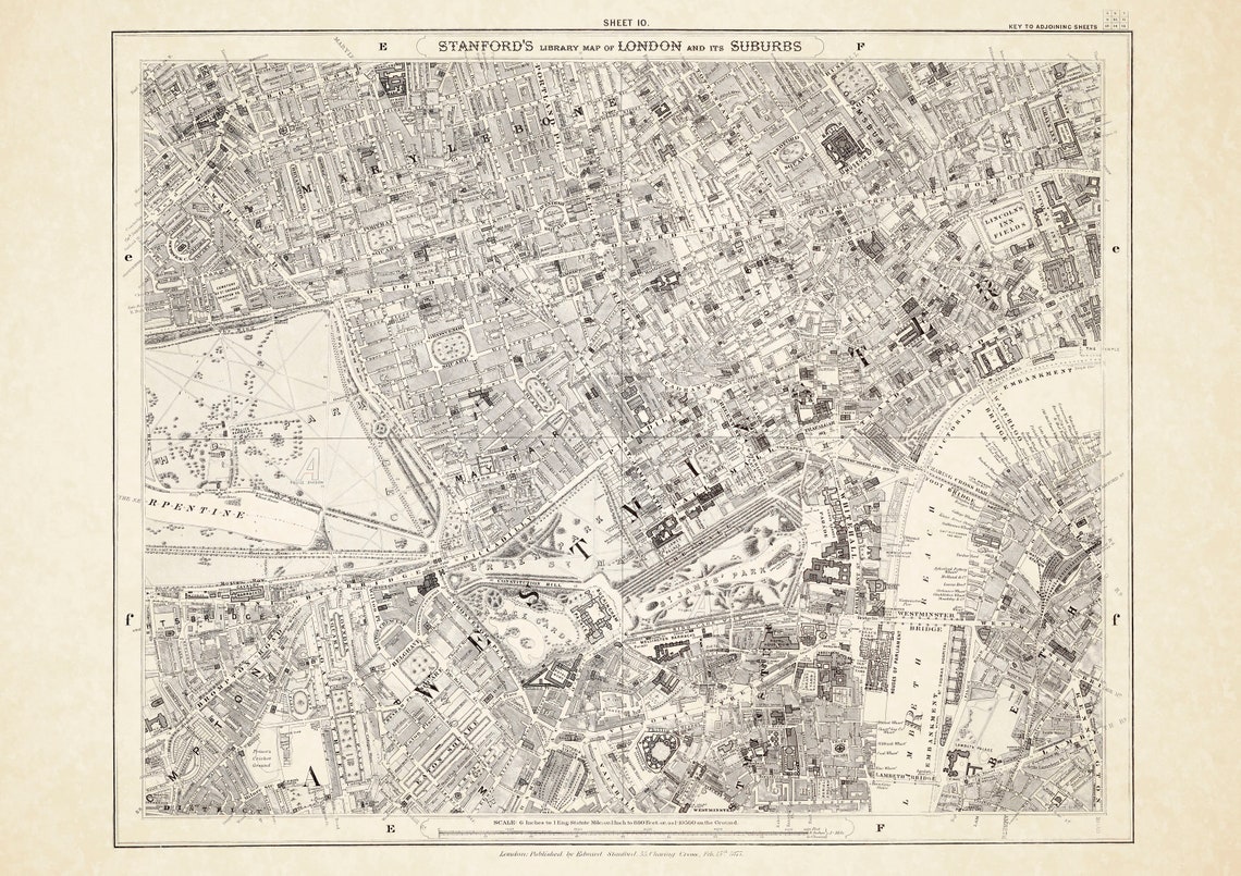 Old Map London 1877 Sheet 10 Westminster Mayfair Oxford - Etsy UK