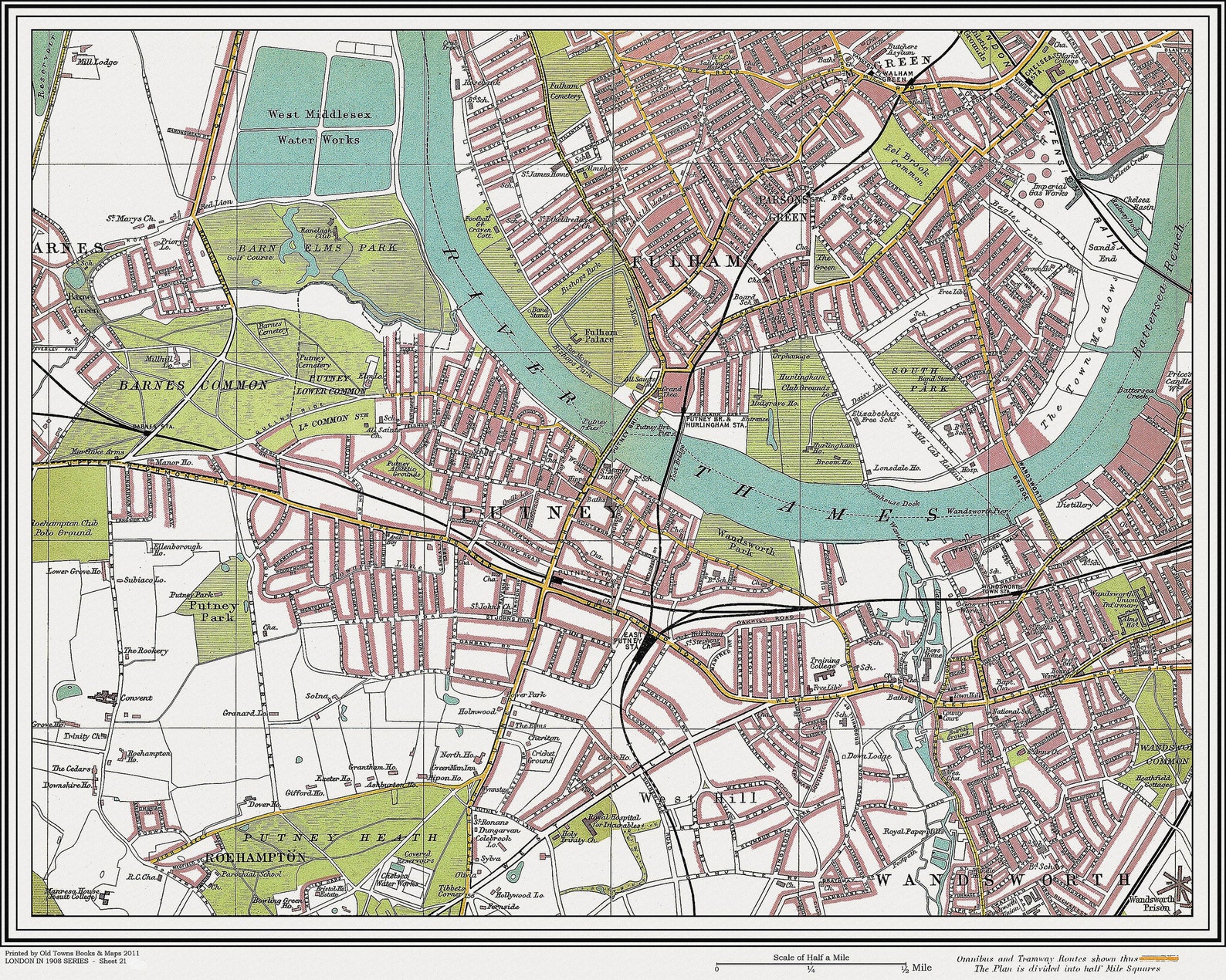 London 1908 Showing Putney Wandsworth Area Map 21 Antique - Etsy