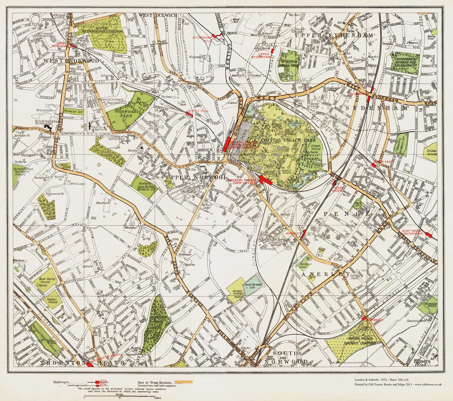 London 1932 Series Showing Sydenham Penge Norwood Area Map - Etsy