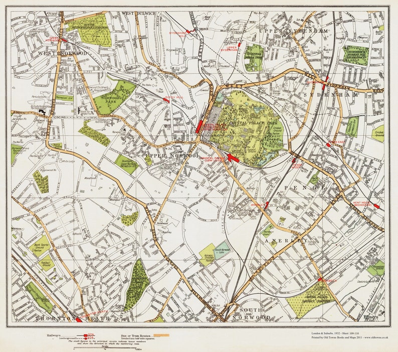 London 1932 Series Showing Sydenham Penge Norwood Area Map - Etsy