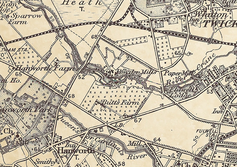 Old Map of the Environs of Twickenham 1898 - Etsy