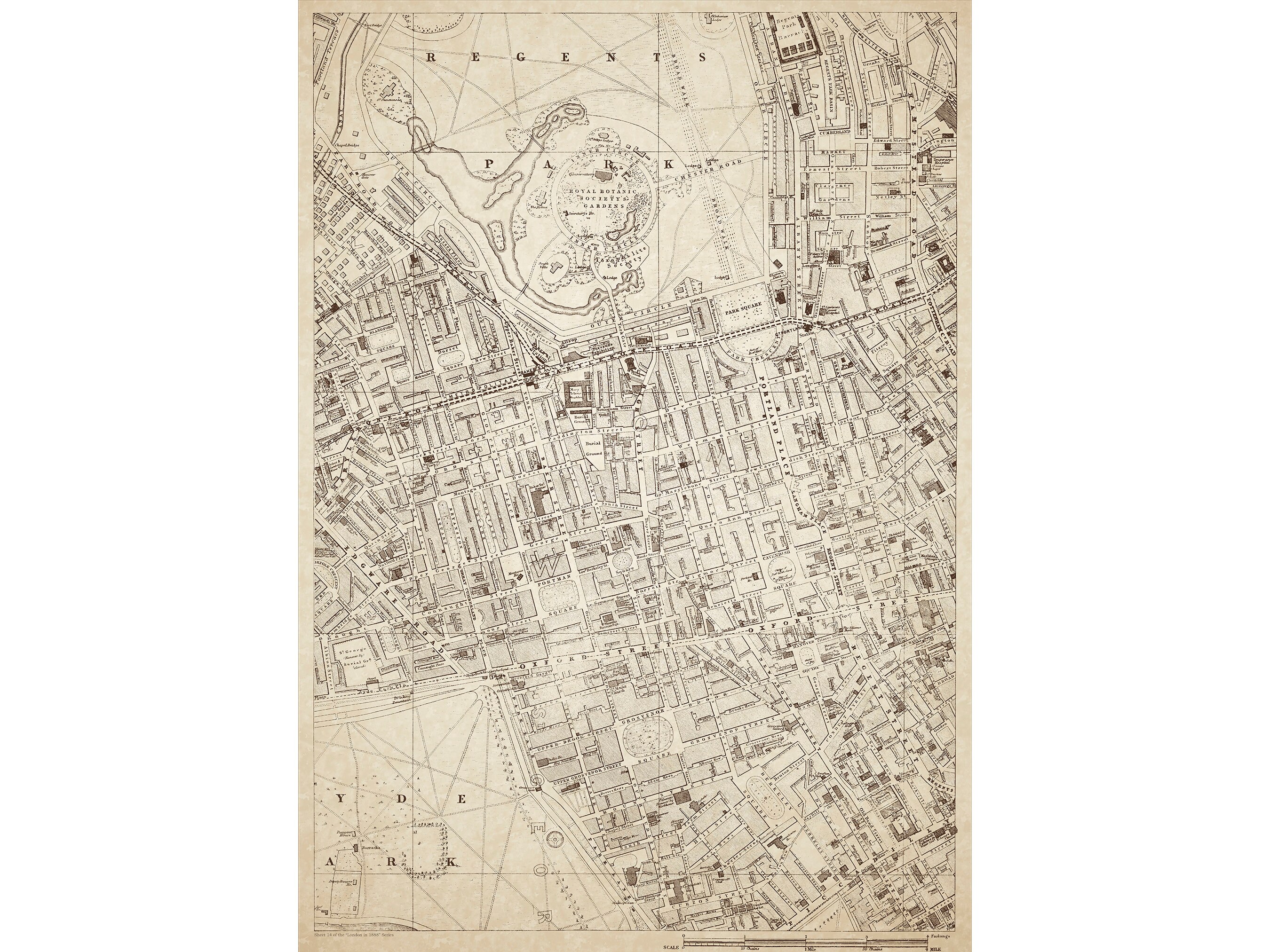 Old Map London 1888 Regents Park Oxford Street Map Size - Etsy