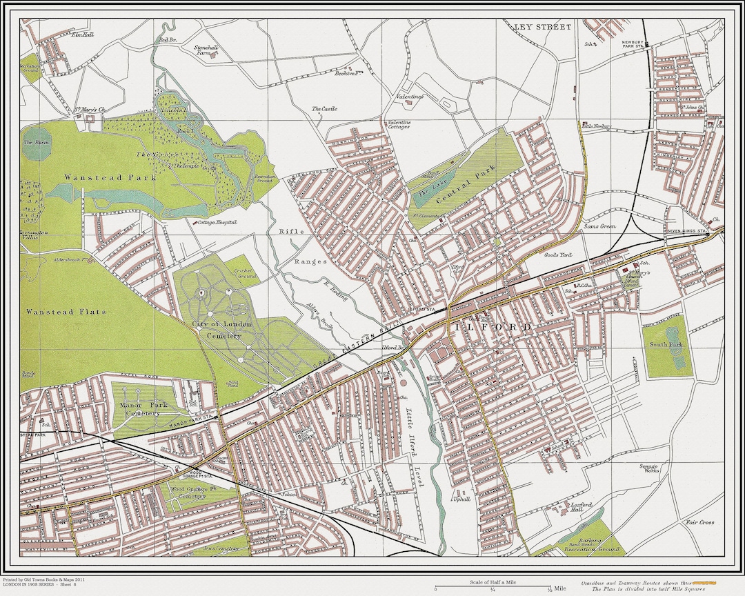 London 1908 Showing Wanstead Park Ilford Area Map 8 Antique - Etsy