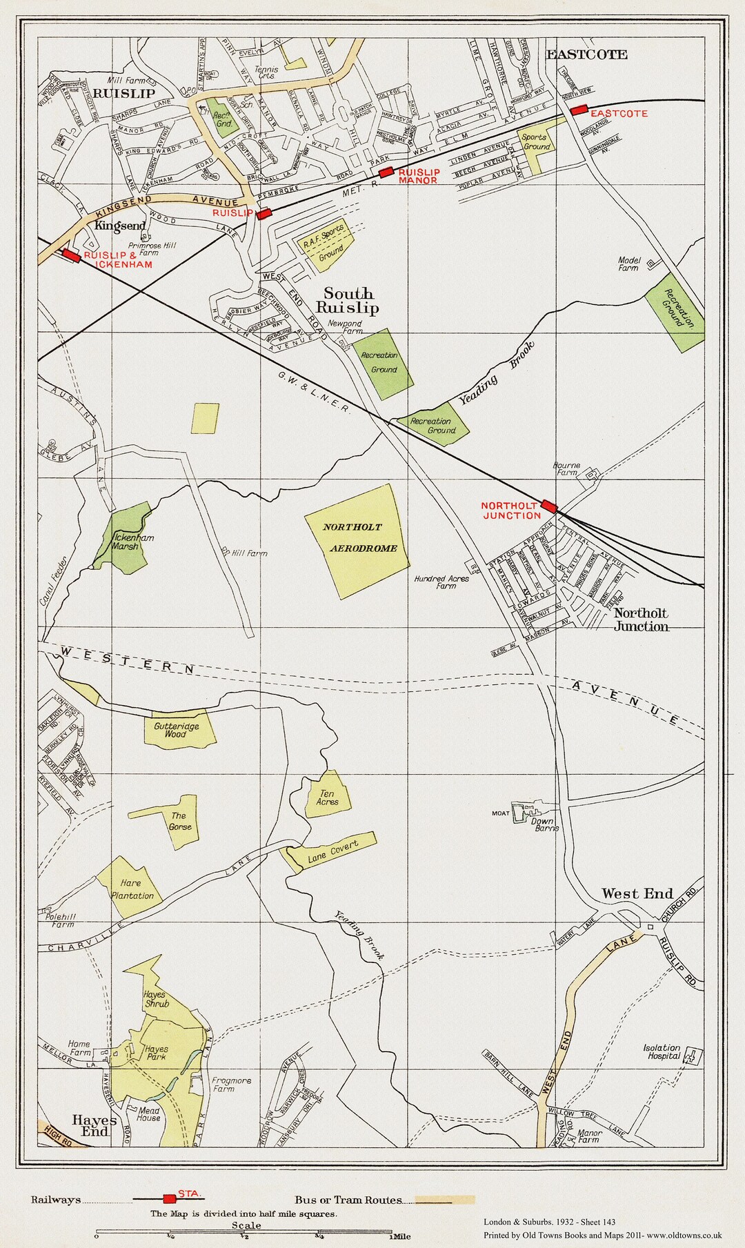 London 1932 Series Showing Ruislip South Ruislip Area Map - Etsy