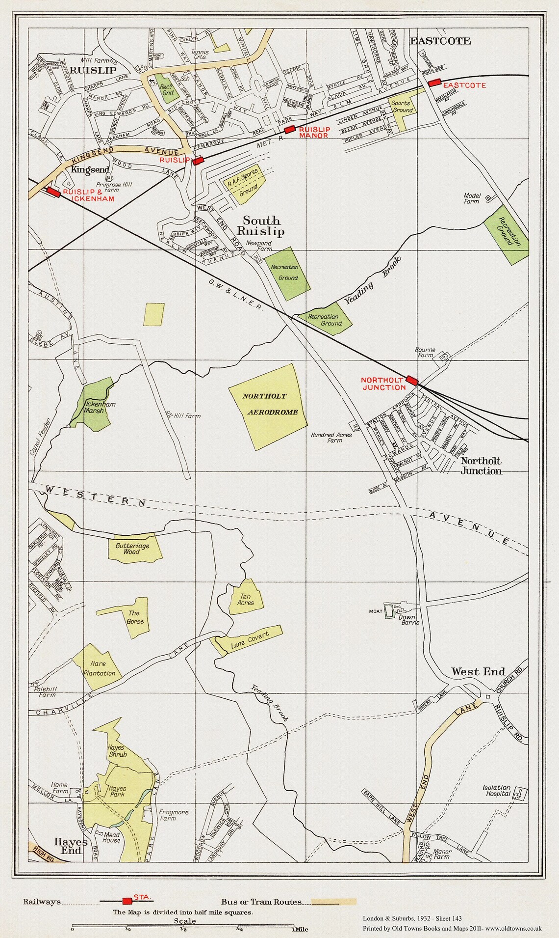 London 1932 Series Showing Ruislip South Ruislip Area Map | Etsy