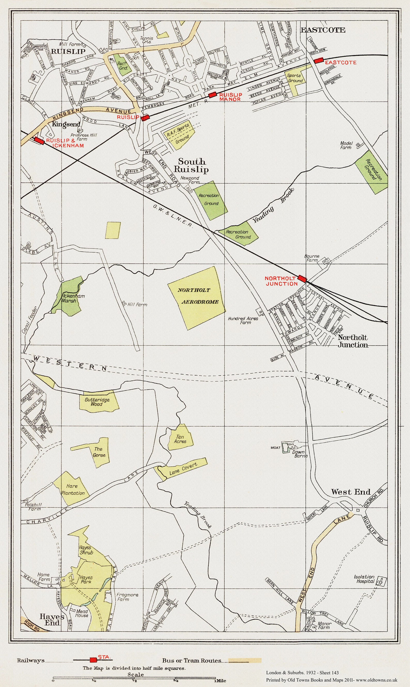 London 1932 Series Showing Ruislip South Ruislip Area Map - Etsy