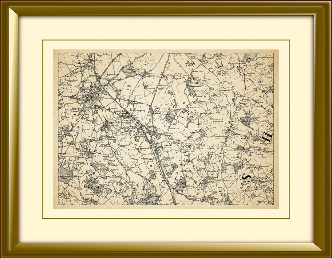 Old Map of the Environs of Stevenage, Hertfordshire - 1898 - Etsy UK