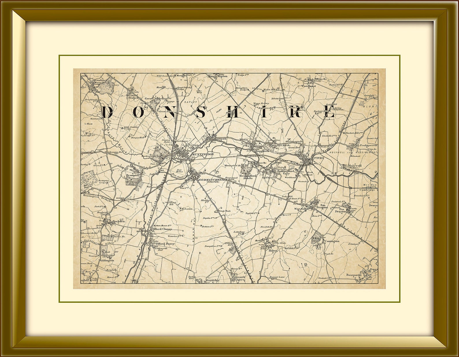 Old Map of the Environs of Huntingdon, Cambridgeshire 1898 - Etsy UK