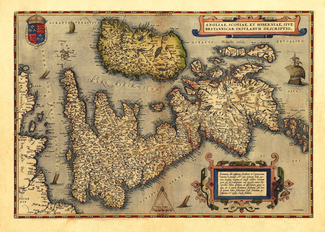 British Isles in 1570 Old Map by Abraham Ortelius, Vintage Map ...