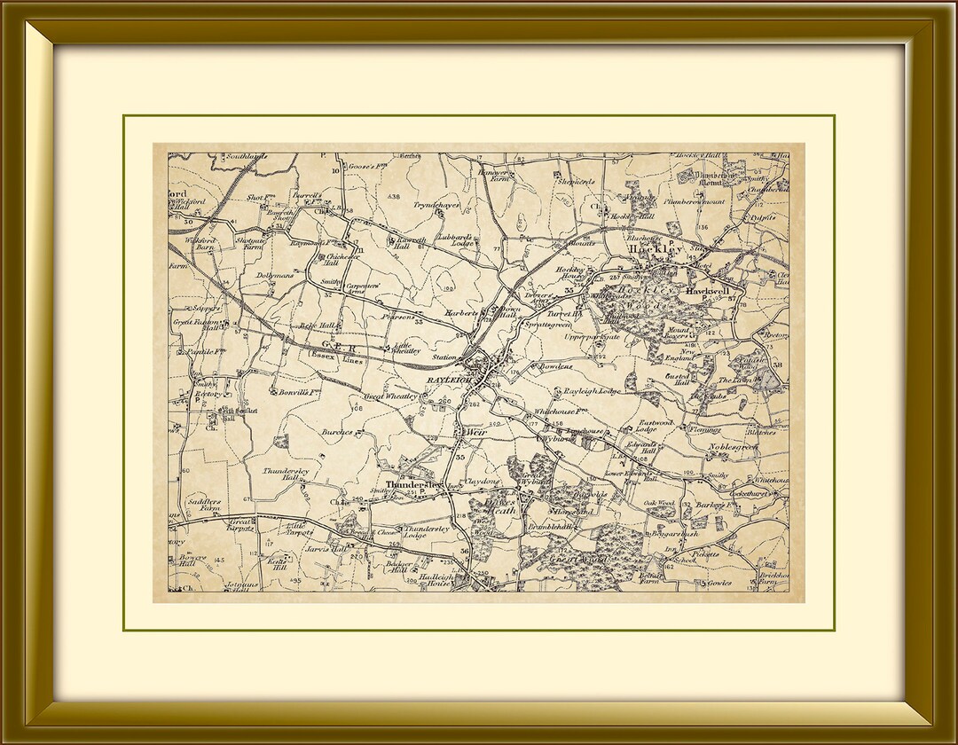 Old Map of the Environs of Rayleigh, Essex 1898 - Etsy