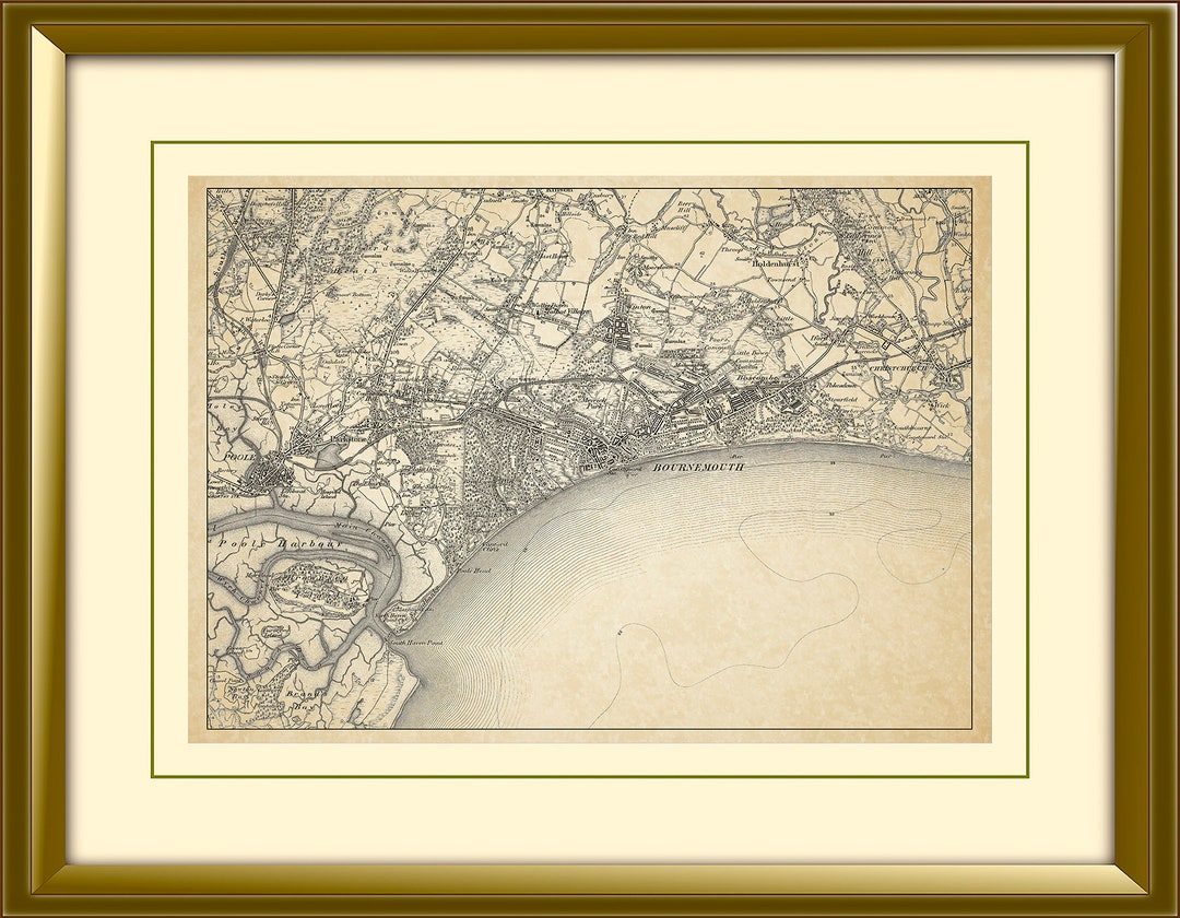 Old Map of the Environs of Bournemouth, Hampshire 1898 - Etsy