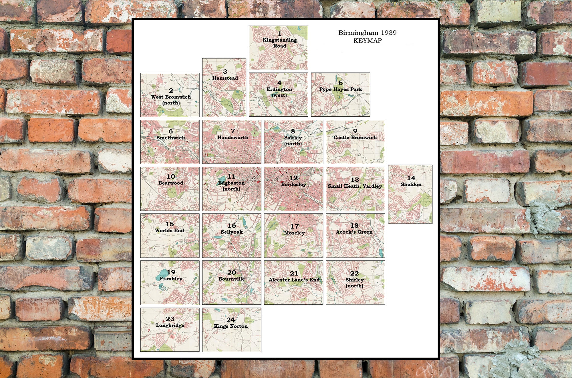 Old Map Birmingham 1939 Map 4 Erdington west Area Short - Etsy