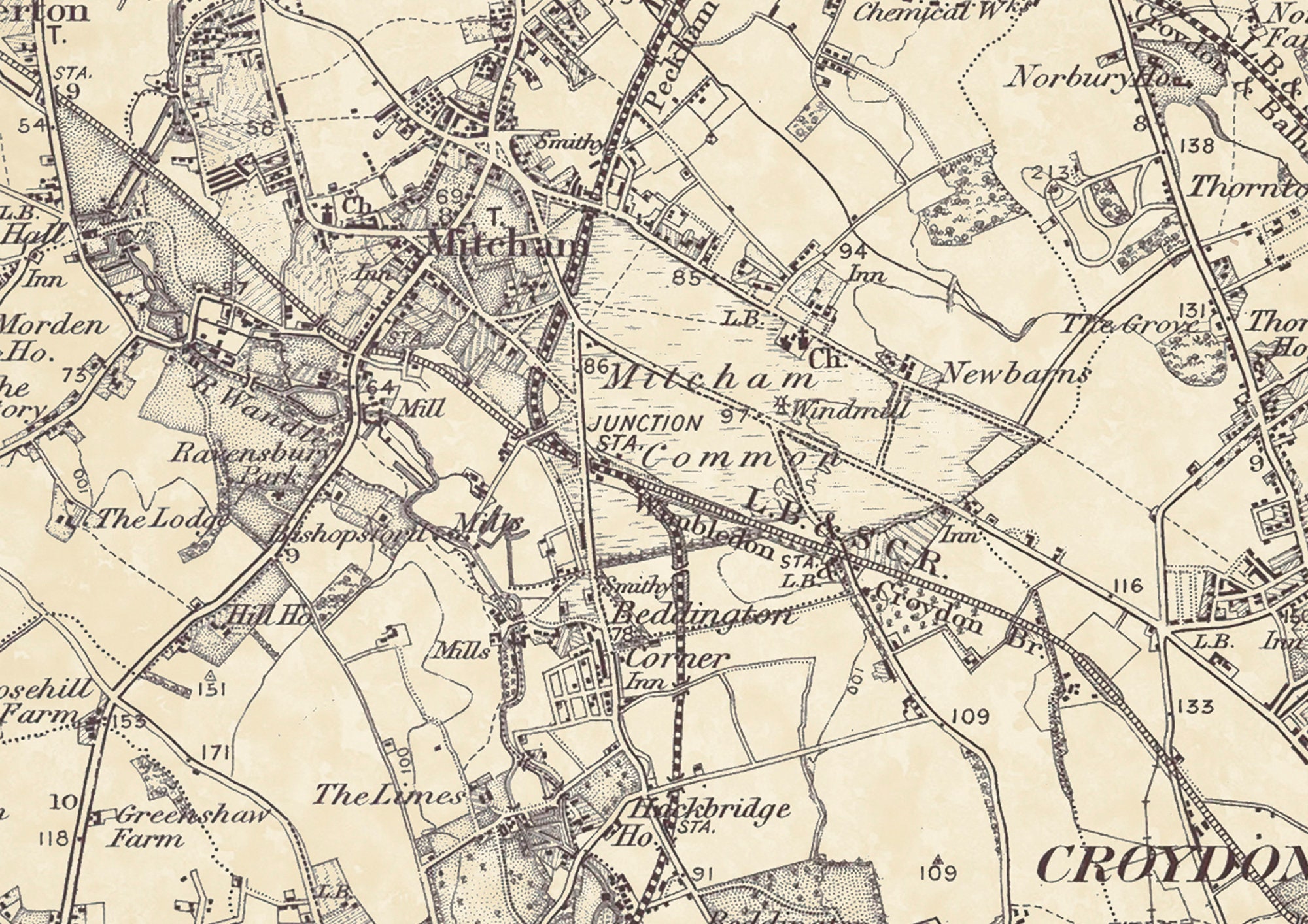Old Map of the Environs of Croydon London 1898 - Etsy UK