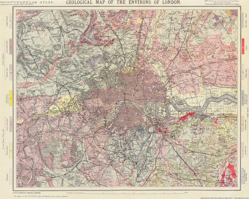 Geological Map of the Environs of London 1883 Vintage Map - Etsy UK