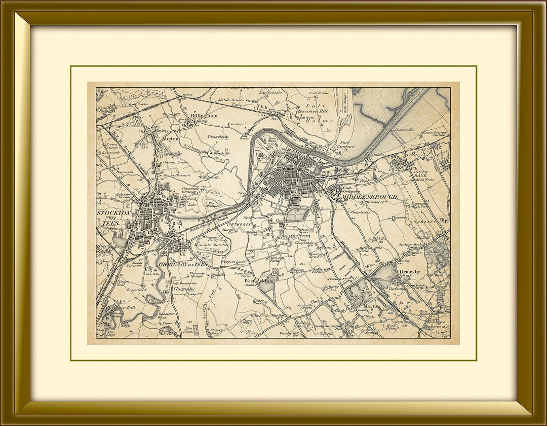 Old Map of the Environs of Middlesbrough, Yorkshire- 1898 - Etsy UK