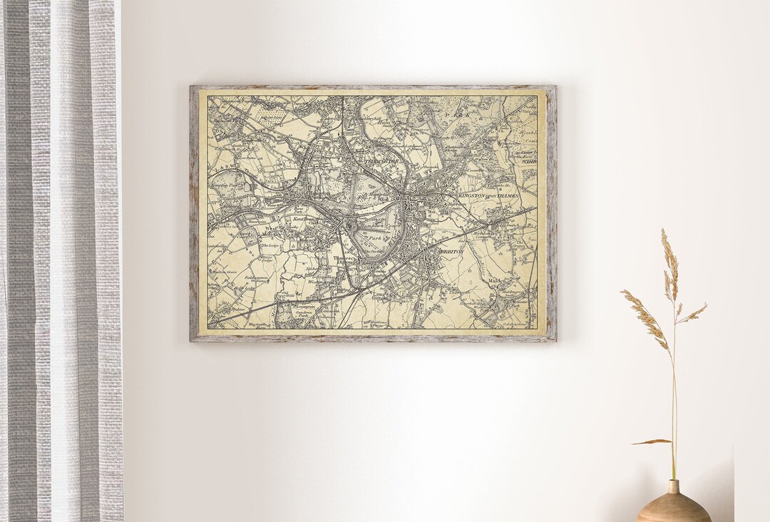 Old Map of the Environs of Teddington London 1898 - Etsy