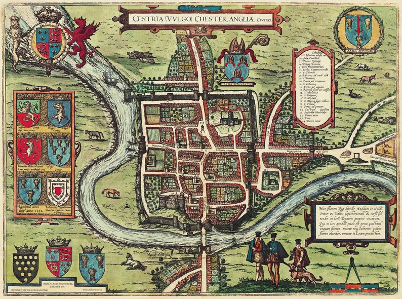 Old Map of Chester in 1581 Plan by Georg Braun Pictorial - Etsy Hong Kong