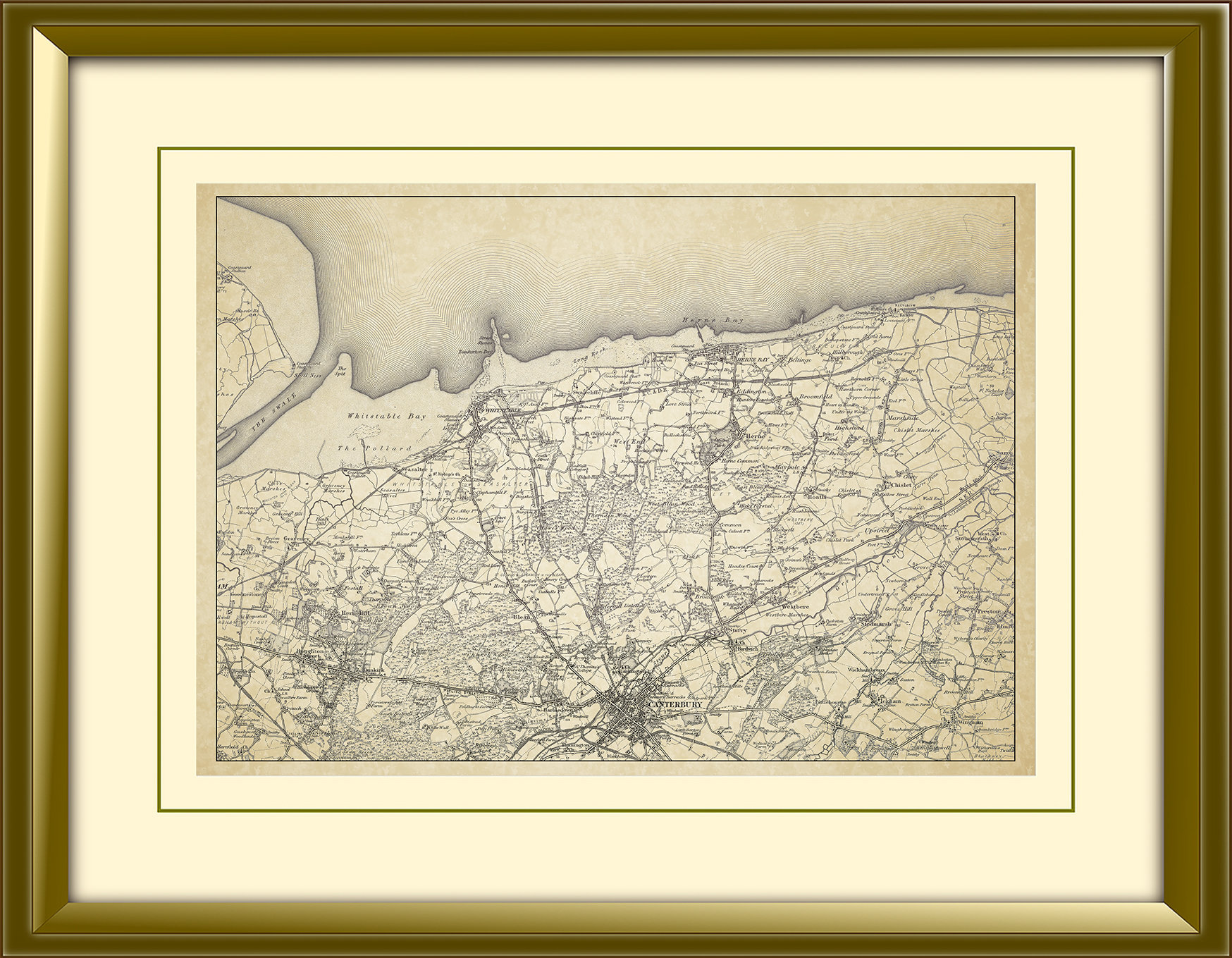 Old Map of the Environs of Whitstable Kent 1898 - Etsy