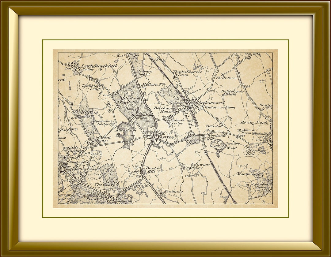 Old Map of the Environs of Elstree, Hertfordshire 1898 - Etsy