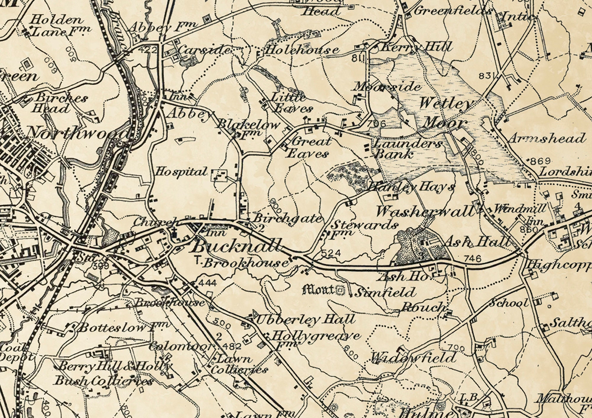 Old Map of the Environs of Stoke on Trent Staffordshire 1898 - Etsy