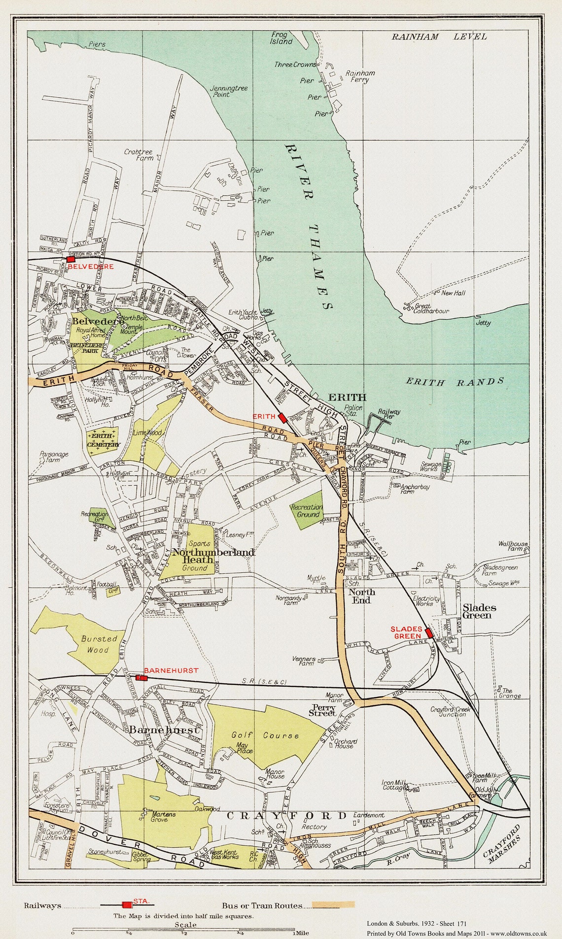 London 1932 Series Showing Erith Area Map 171 Antique Map - Etsy