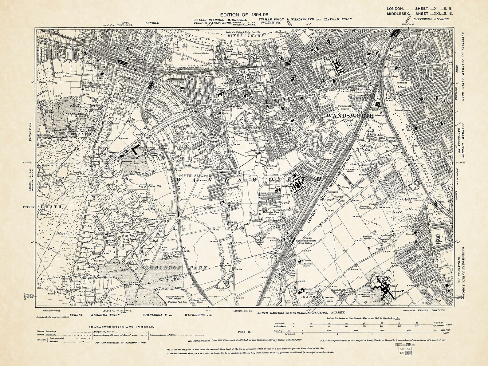 Old Map of London Wandsworth Wimbledon Park Putney S - Etsy UK