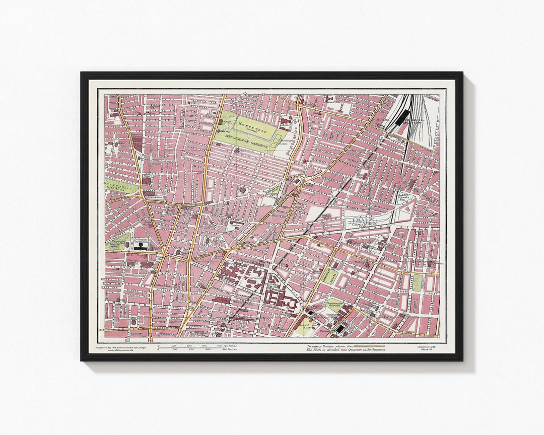 Liverpool 1928 Series Showing Crown Street, Area, Map 9 Antique Map ...