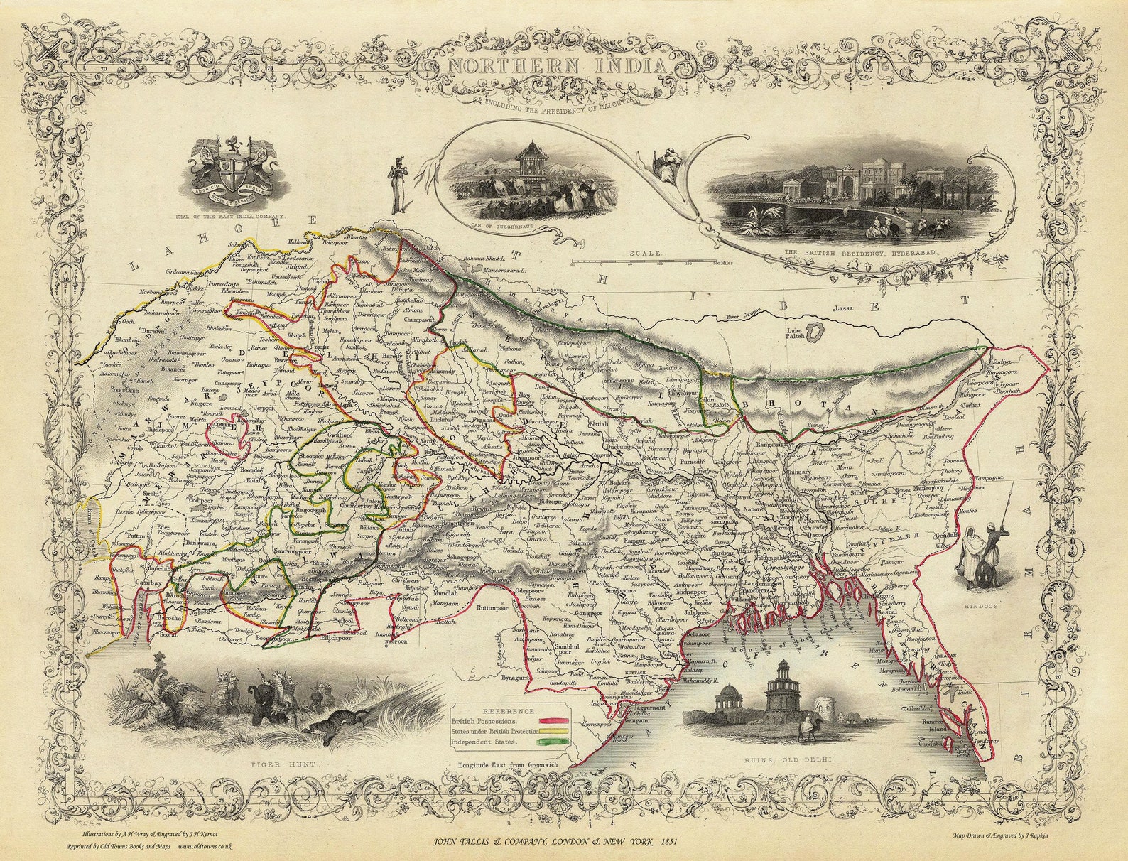 A Map of Northern India 1851 Map By J & F Tallis Map - Etsy
