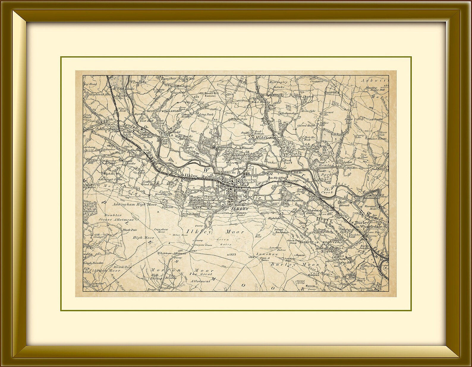 Old Map of the Environs of Ilkley, Yorkshire 1898 - Etsy UK