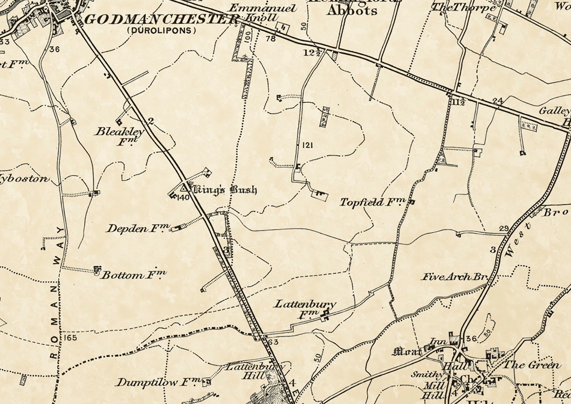Old Map of the Environs of Huntingdon Cambridgeshire 1898 - Etsy UK