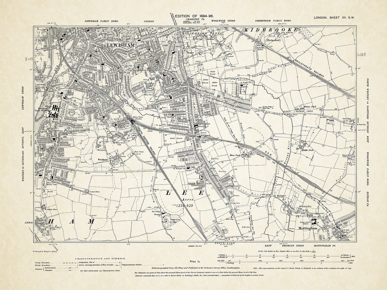 Old Map of London Lewisham, Lee, Mottingham N 1896 12-SW - Etsy