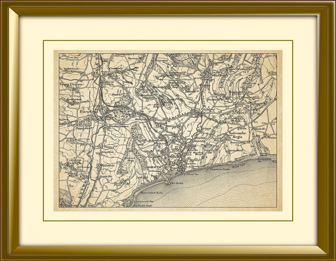 Old Map of the Environs of Sidmouth, Devon 1898 - Etsy
